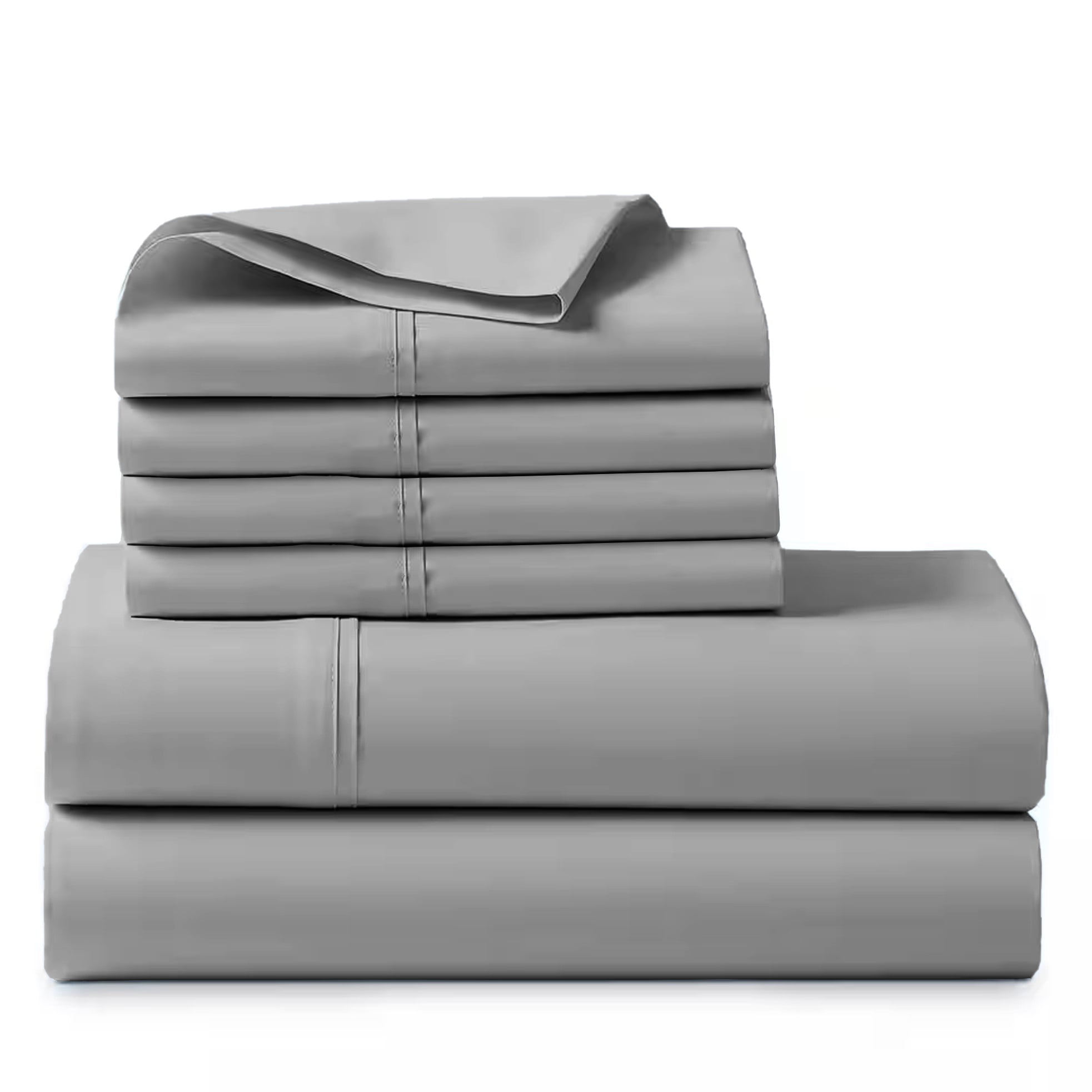 ABORN 800 TC Giza Egyptian Cotton 6 PC Adult Bedsheet Light Grey King ...