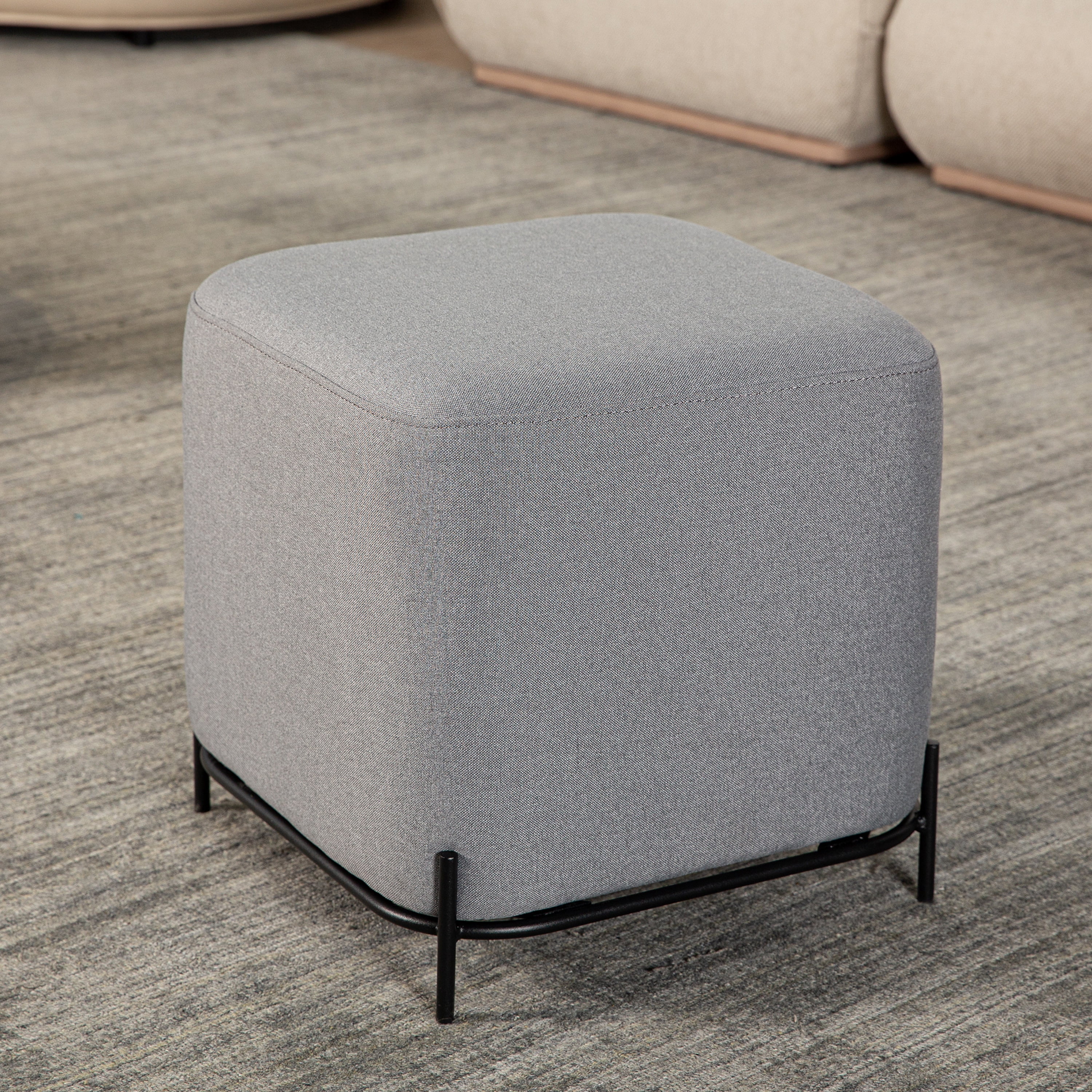 EXTRA COMFY 17" Modern Square Ottoman with metal base - Dark Gray ...