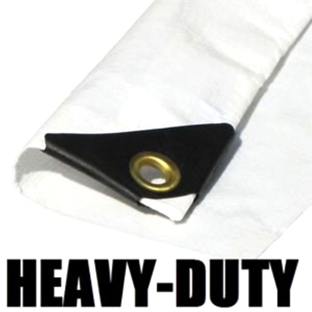 EXTRA Heavy Duty White Tarp 12x14, 12 mil, 3 Ply, 6 oz, Reinforced ...