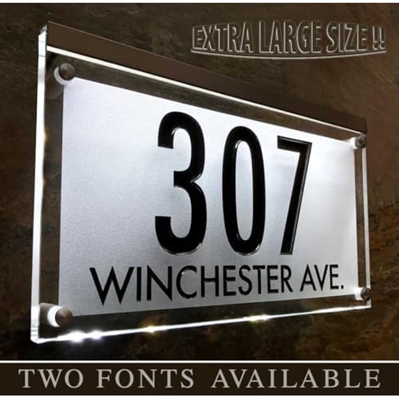 EXTRA LARGE Lighted Crystal Address Sign! This address plaque is bright ...