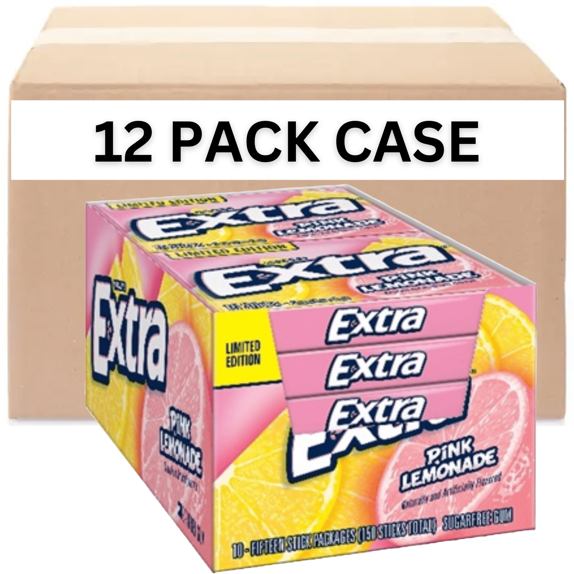 EXTRA PINK LEMONADE Bubble Gum 12 Pack Wholesale Great for Convenience ...