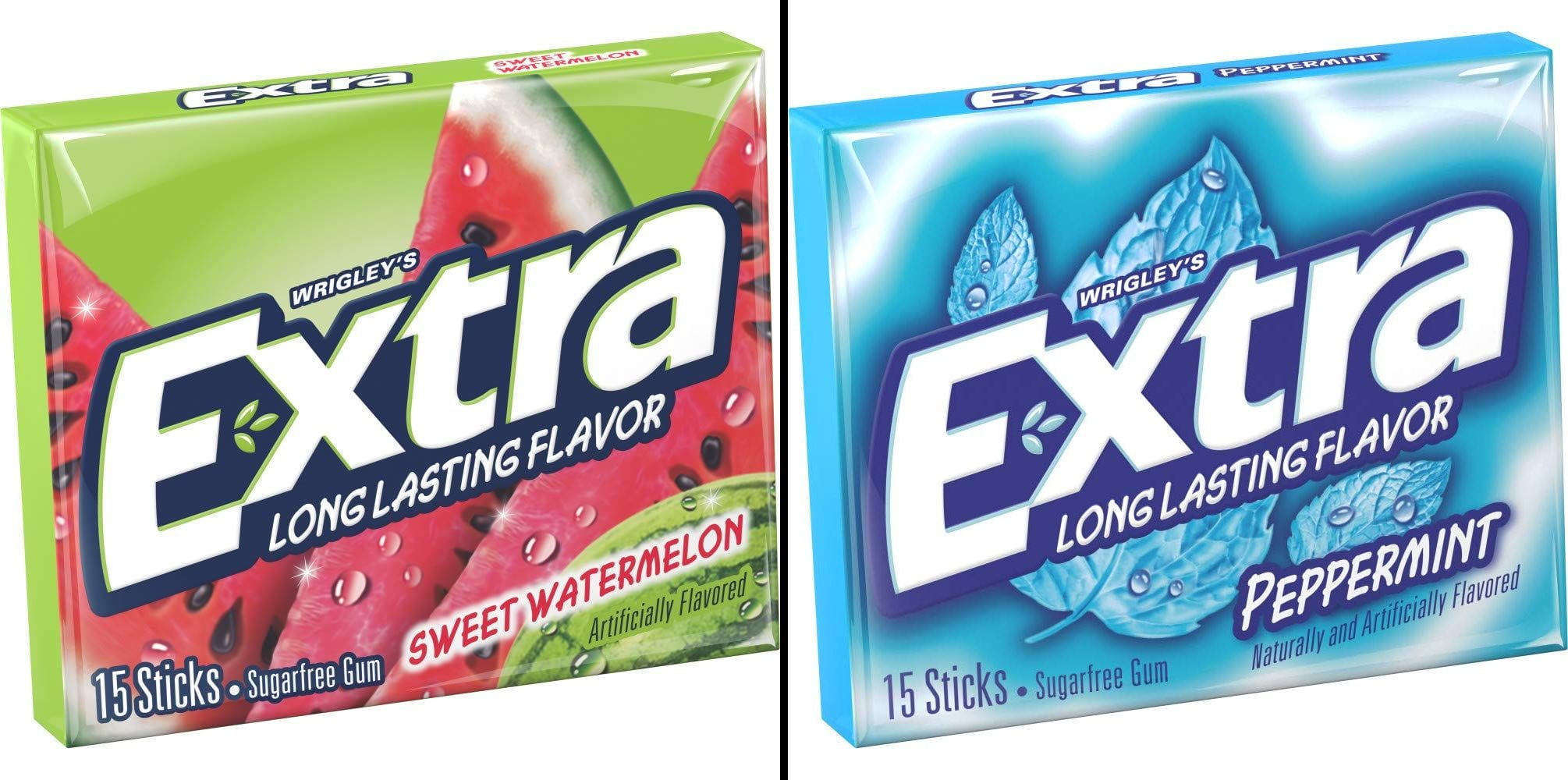 EXTRA Peppermint & Fruit Sensations Sweet Watermelon Sugar-Free Gum, 15 ...