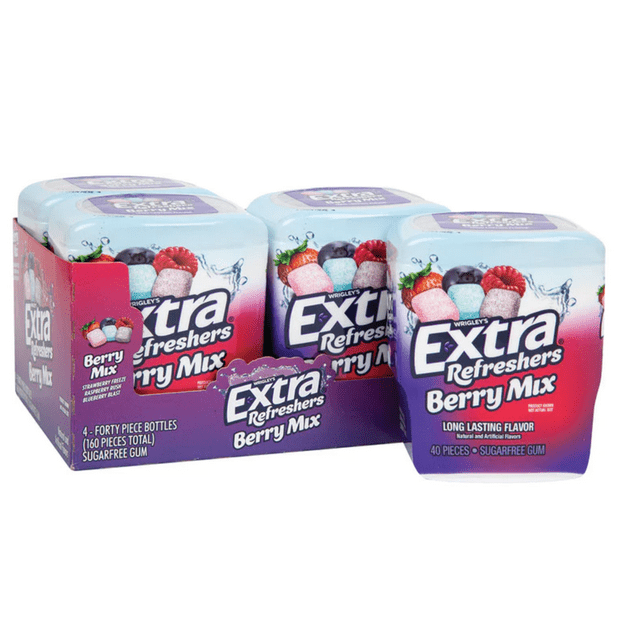 EXTRA Refreshers BERRY MIX Sugar Free Chewing Gum Bulk, 40 Pieces Per ...