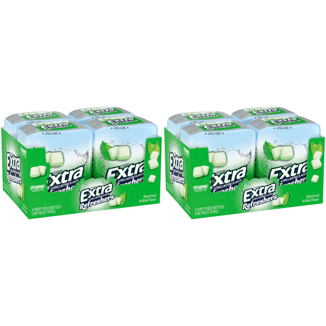 EXTRA Refreshers SPEARMINT Sugar Free Chewing Gum Bulk, 40 Pieces Per ...