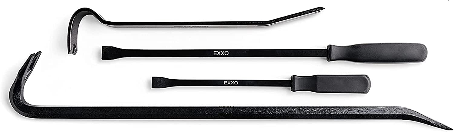 EXXO 4 Piece Pry Bar Set - Heavy Duty Flat Bar Hand Tools 12, 15, 18 ...