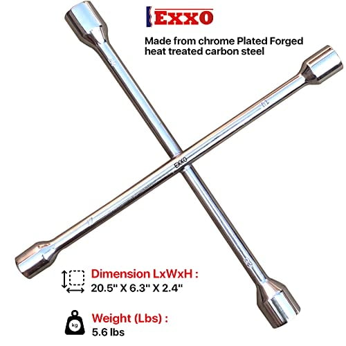 EXXO Tools Universal Heavy Duty 4 Way Lug Wrench Crosswrench Spare Tire ...