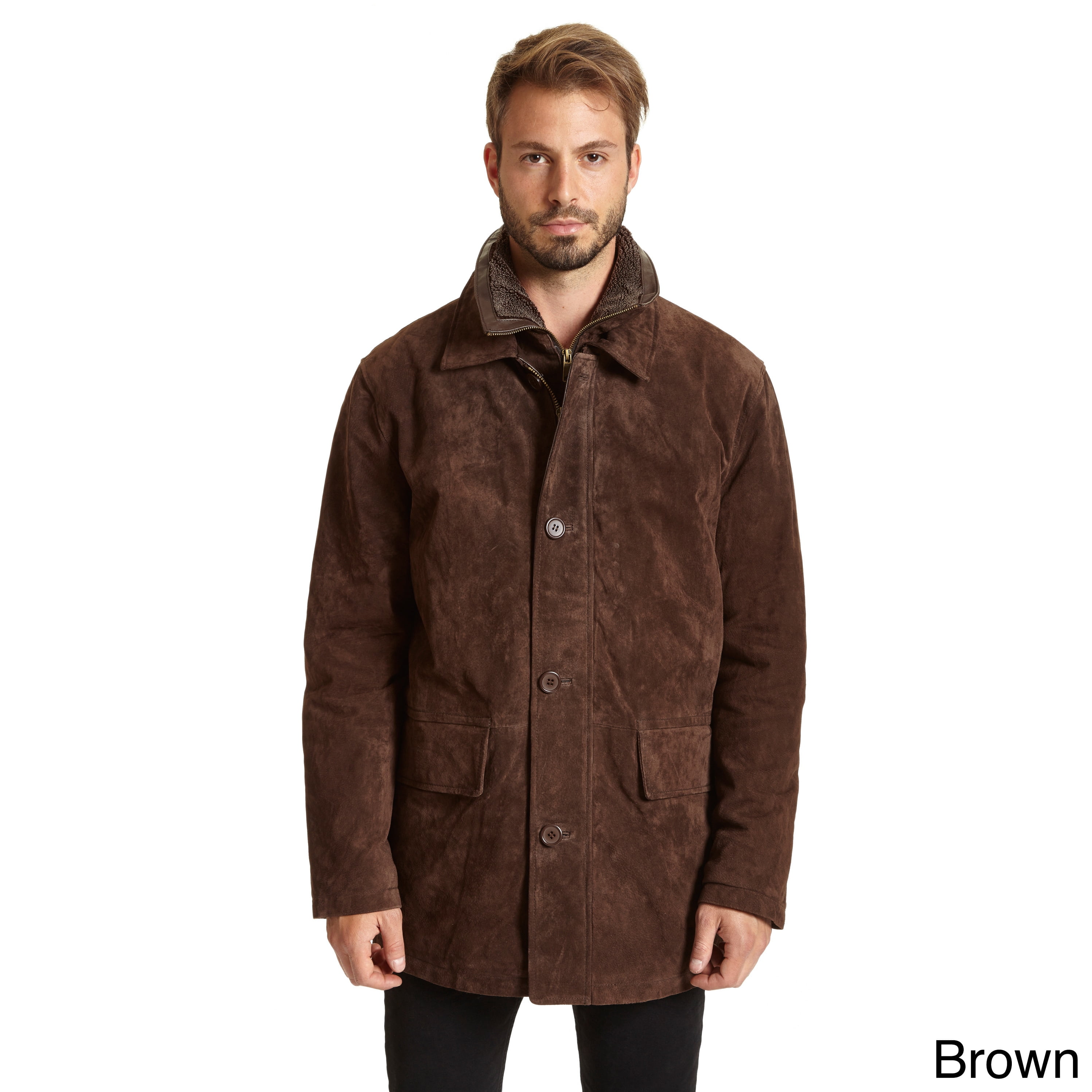 EXcelled Men's Suede Double Collar Jacket - Walmart.com