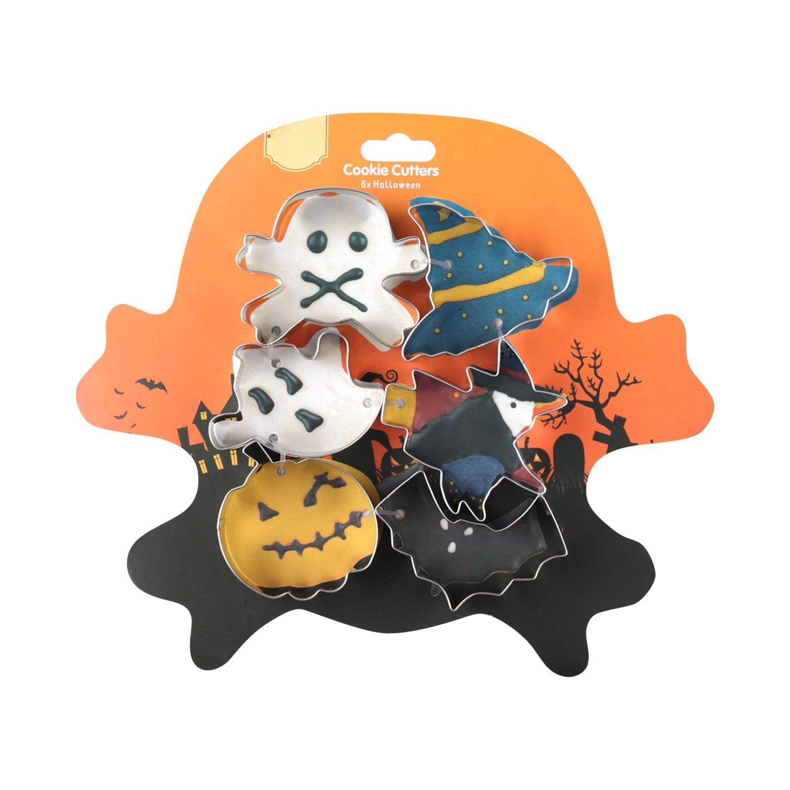 EXlal 6Pcs Halloween Cookie Cutters Set,Stainless Steel Metal Halloween ...