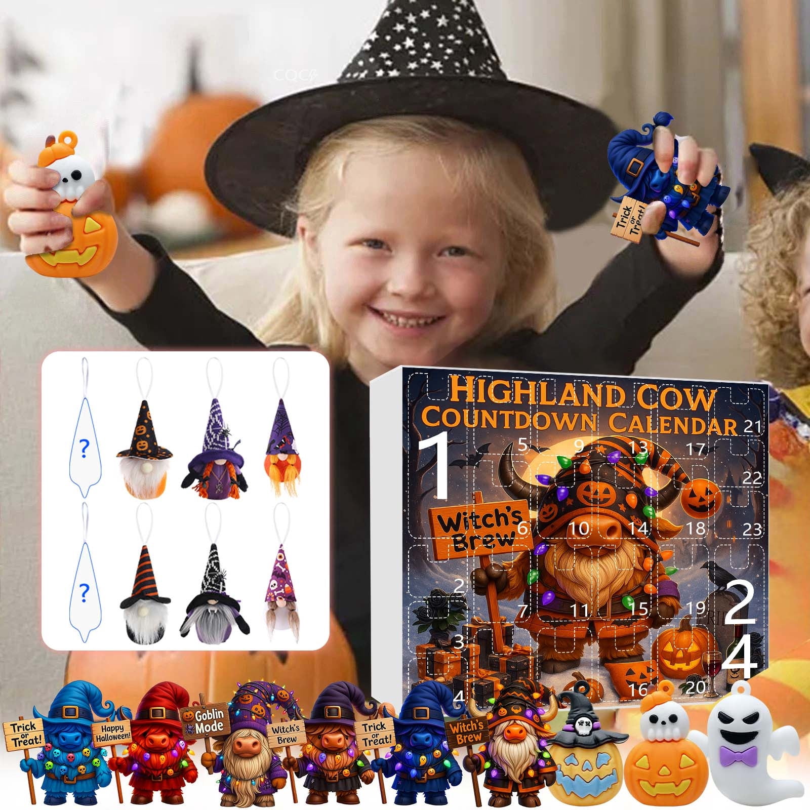 EXlal Halloween Countdown Calendar 2025, 24 Pcs Random Gnome Cute Cow ...