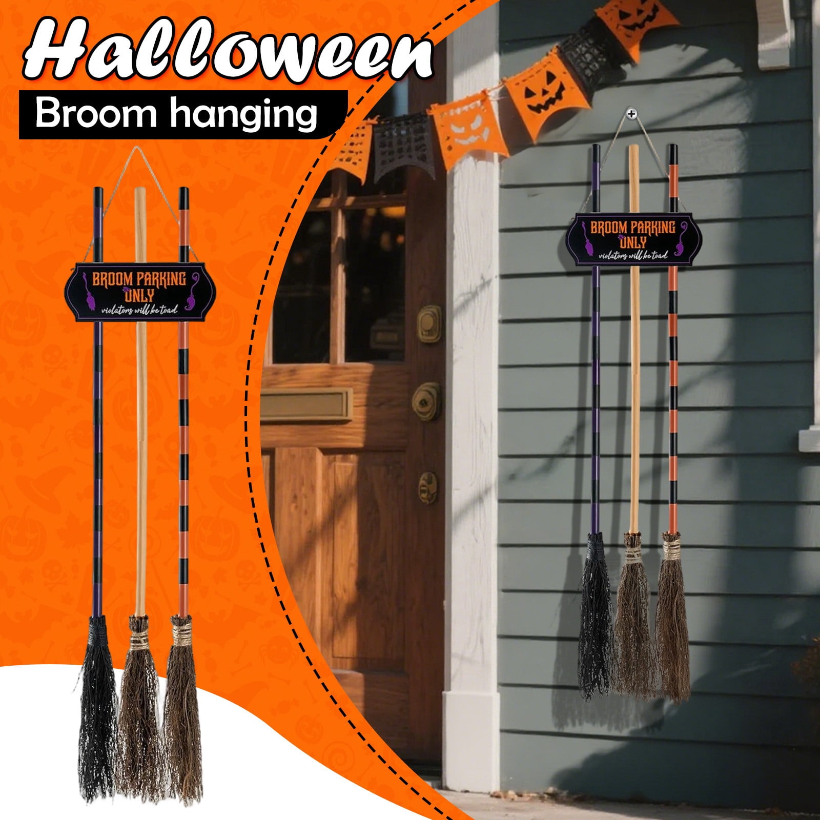 EXlal Halloween Witches Brooms - Halloween Decor - Broom Parking Sign ...