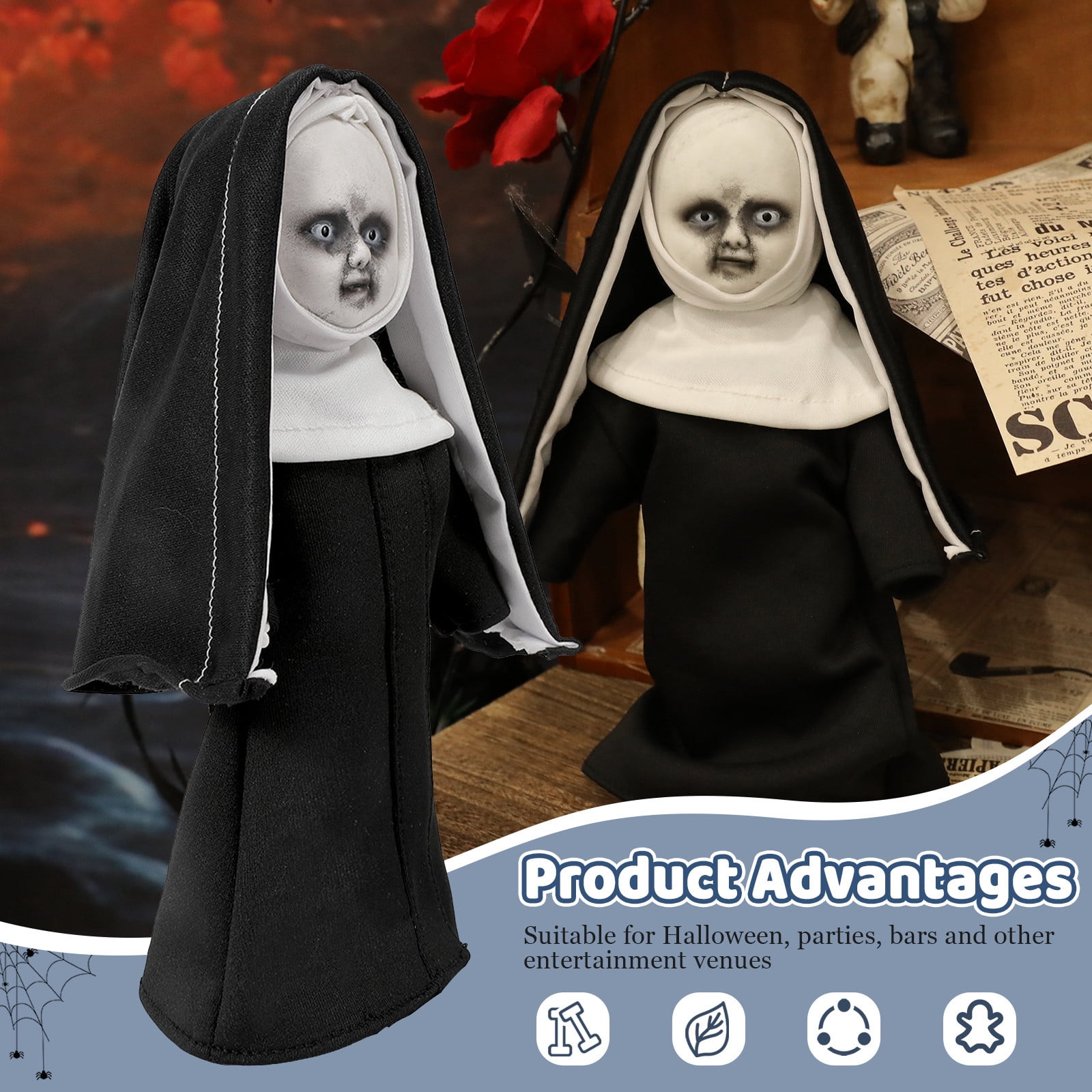 EXlal The Nun Toys Nun Action Figure 8.8 Inches, Halloween Decor Nun ...