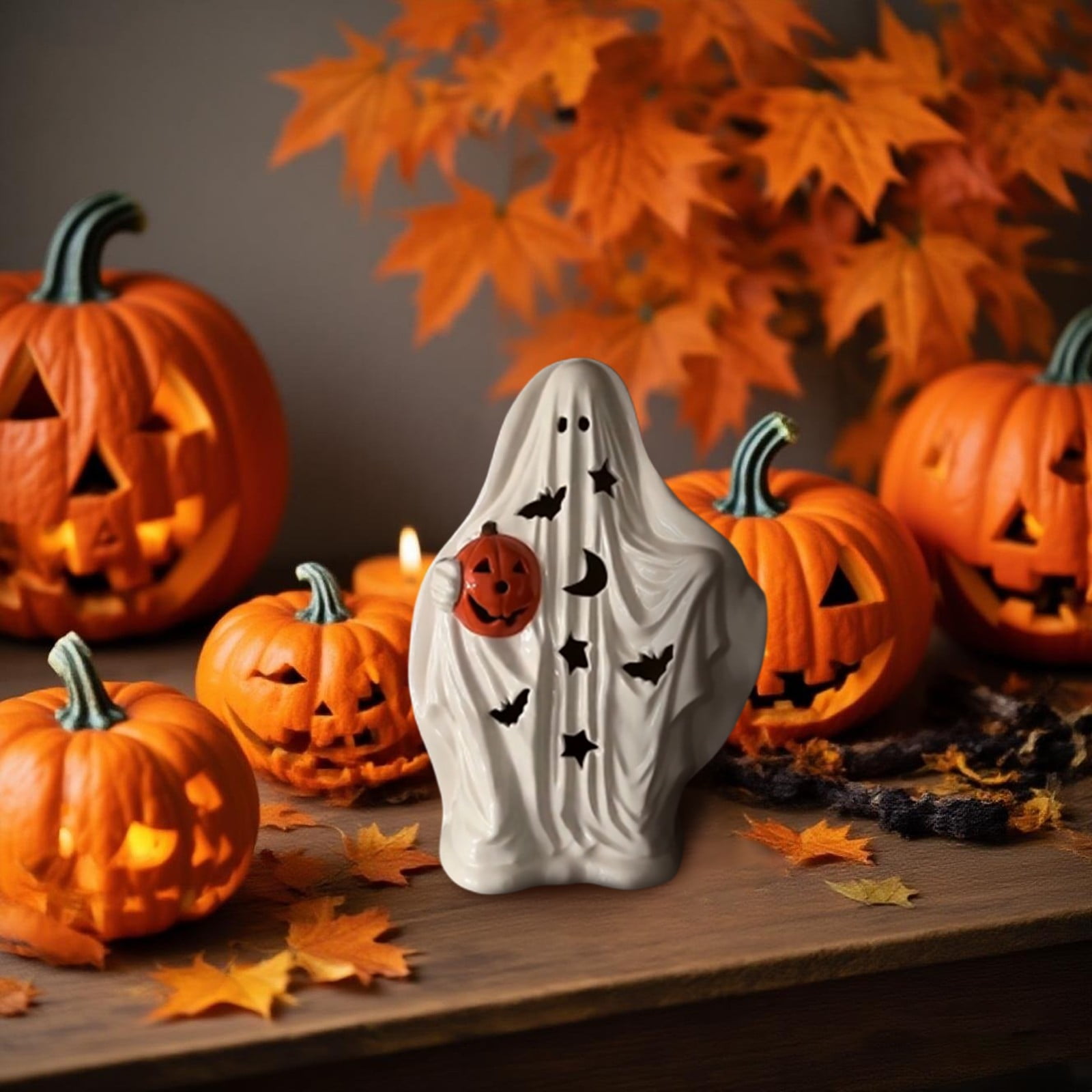 EXlal Small Ghost Figurines - Halloween Ghost Tiered Tray Decor,Resin ...