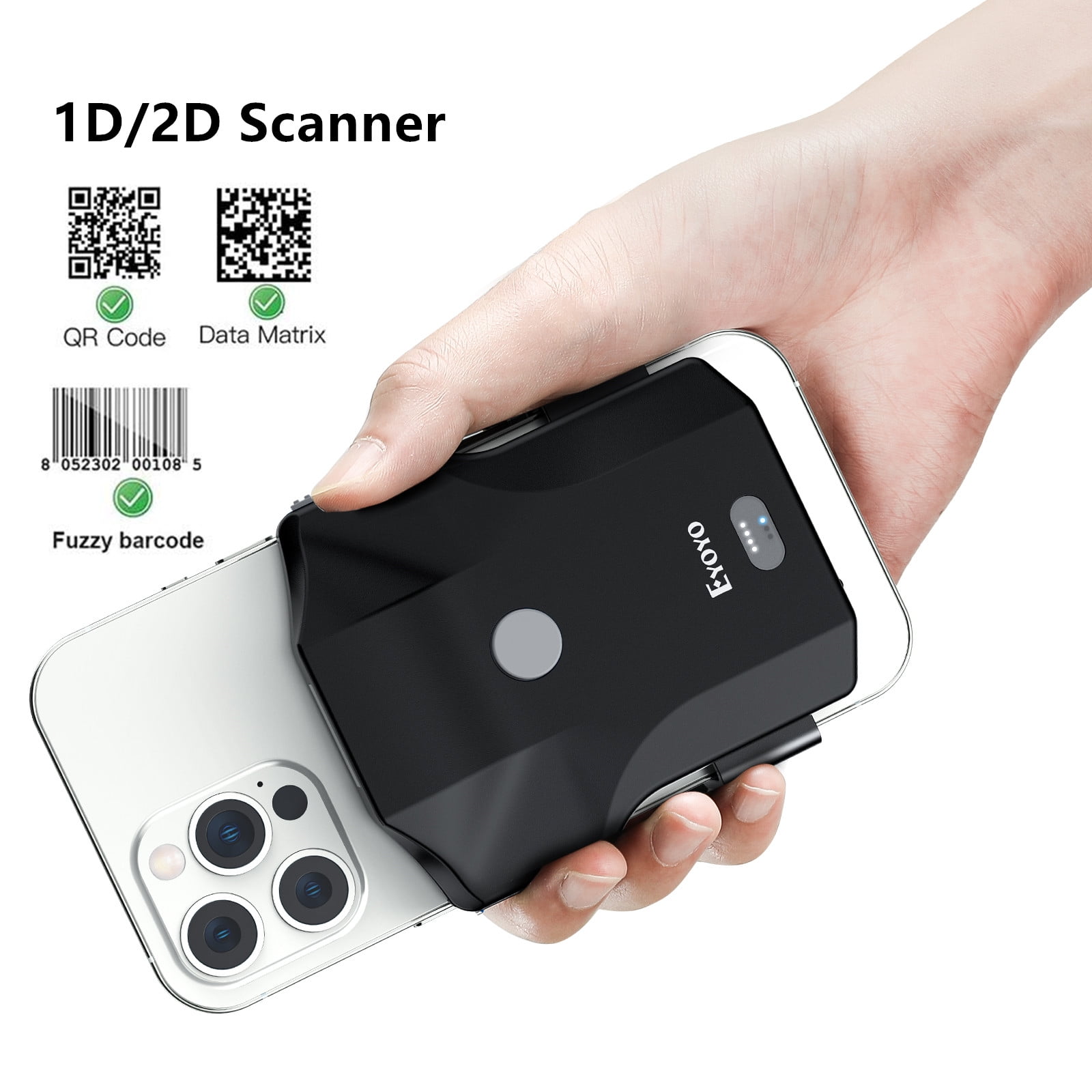 EY-032P 2D Bluetooth Barcode Scanner Portable Back Clip Scanners ...