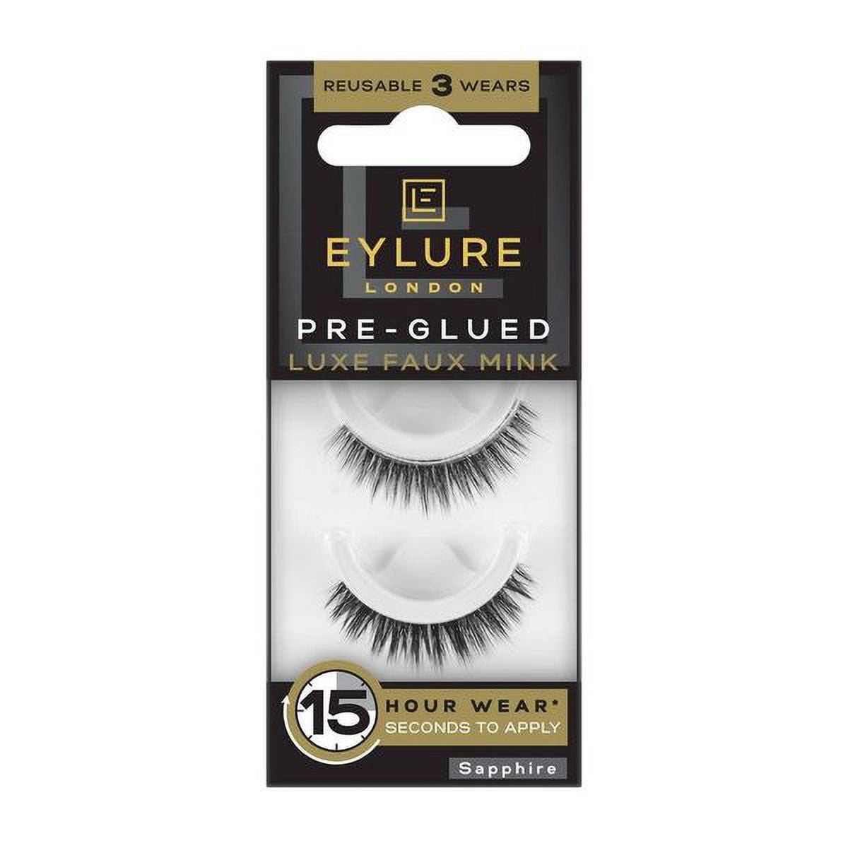 Eylure Pre-Glued Faux Mink False Lashes Luxe Sapphire, Voluminous ...