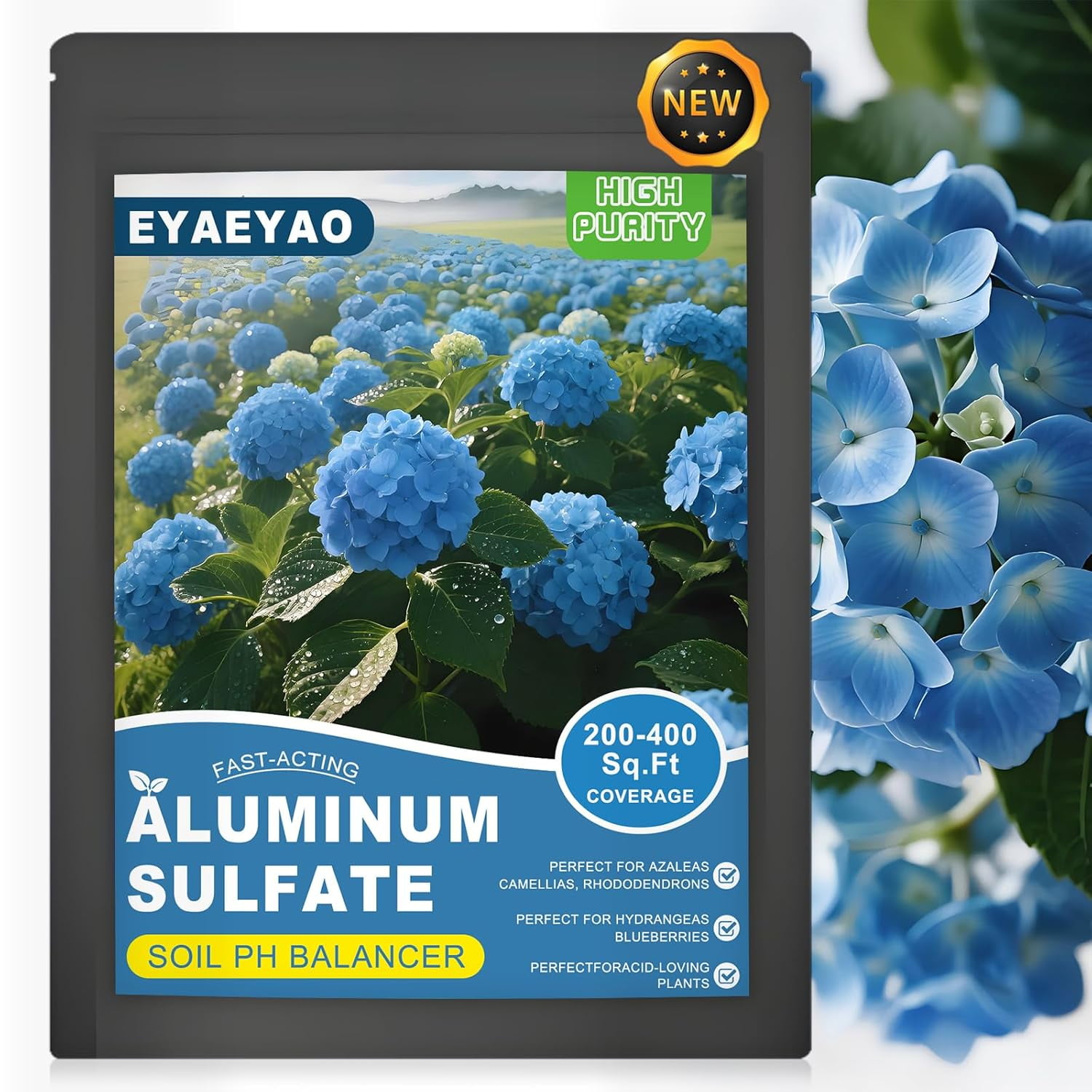 EYAEAYO Aluminum Sulfate 2 lbs - Soil Acidifier for Hydrangeas to Turn ...