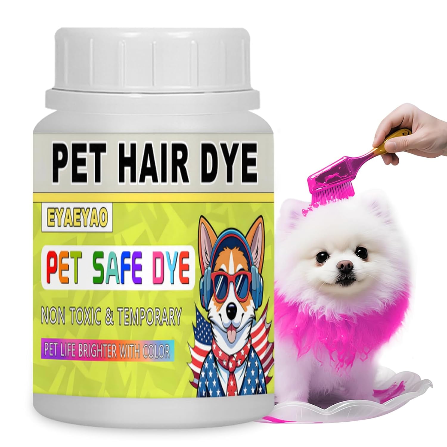 EYAEYAO Permanent Pink Dog Hair Dye 7 fl oz - Pet-Safe Bright Color Dye ...
