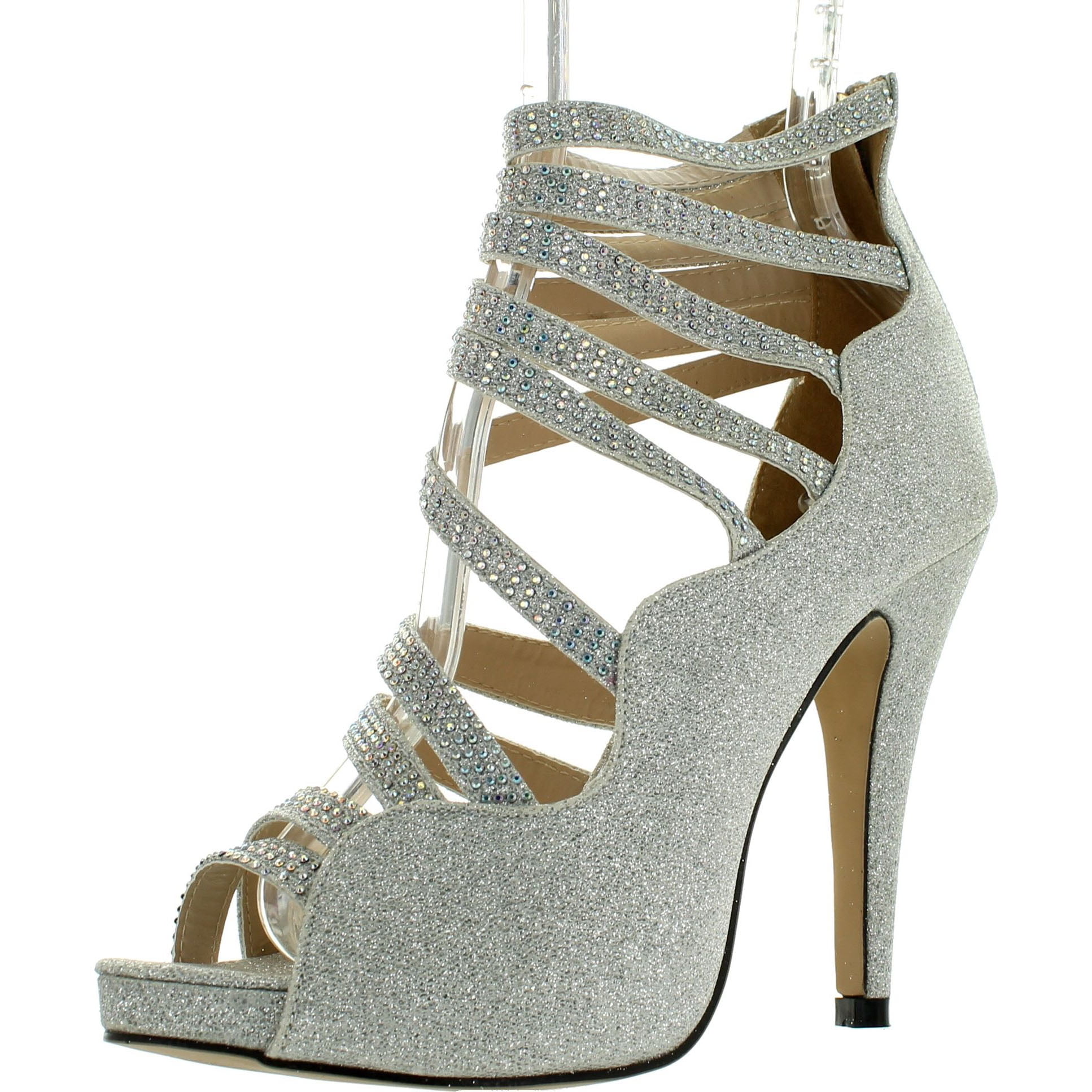 EYE CANDIE WINK-201 Women Glitter Multi Strappy Back Zipper Stiletto ...
