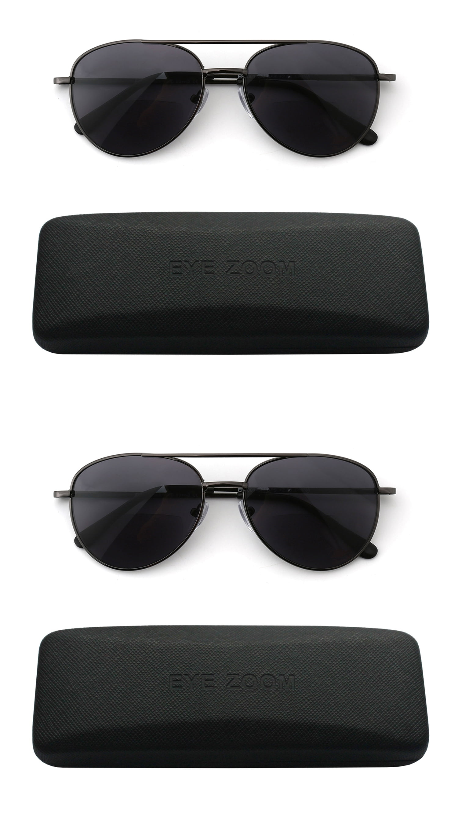 EYE ZOOM 2 Pack Aviator Style Sunglasses Bifocal Reading Glasses Anti ...