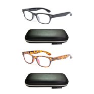 EYE ZOOM 2 Pack Compact Metal Rimless Reading Glasses with Light Slim ...