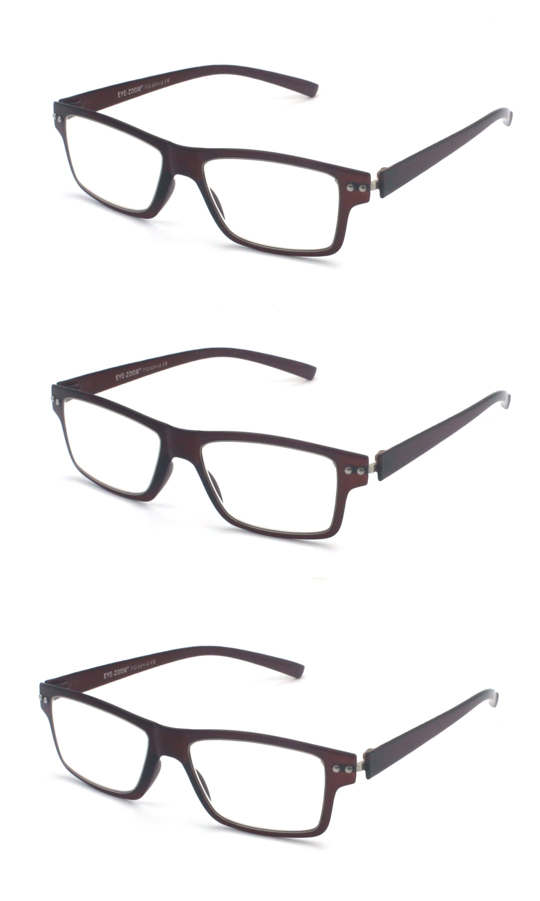 EYE ZOOM 3 Pack Clear Lens Super Light Plastic Frame Trendy Eyeglasses ...