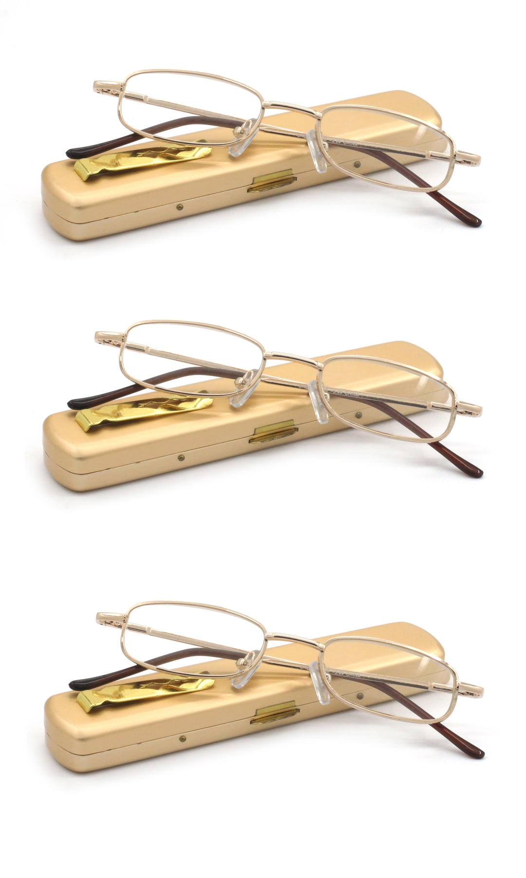 EYE ZOOM 3 Pack Compact Light Metal Portable Reading Glasses with ...