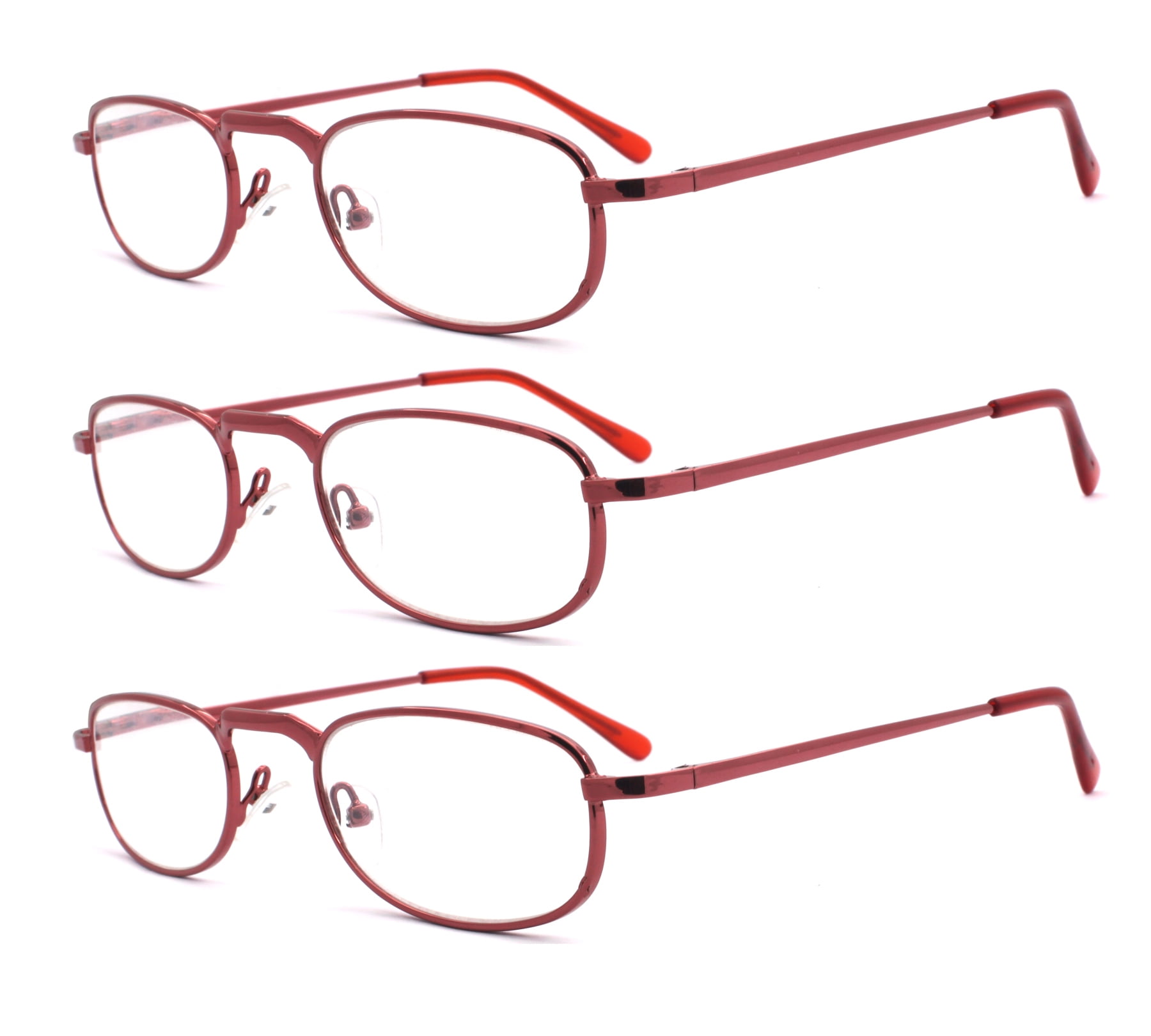EYE ZOOM 3 Pack Ladies Metal Frame Vintage Style Reading Glasses with ...