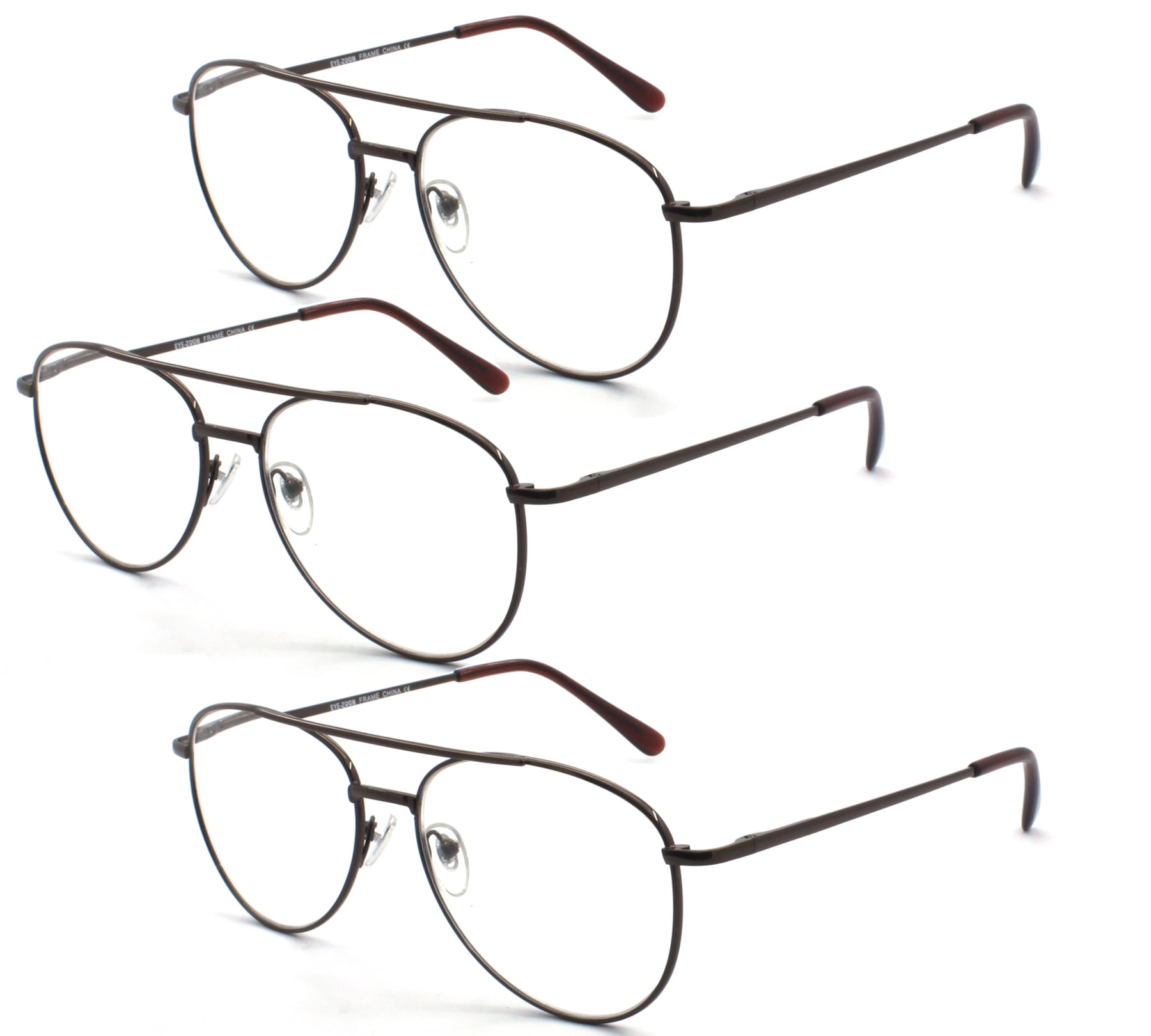 EYE ZOOM 3 Pack Metal Frame Aviator Style Reading Glasses with Spring ...
