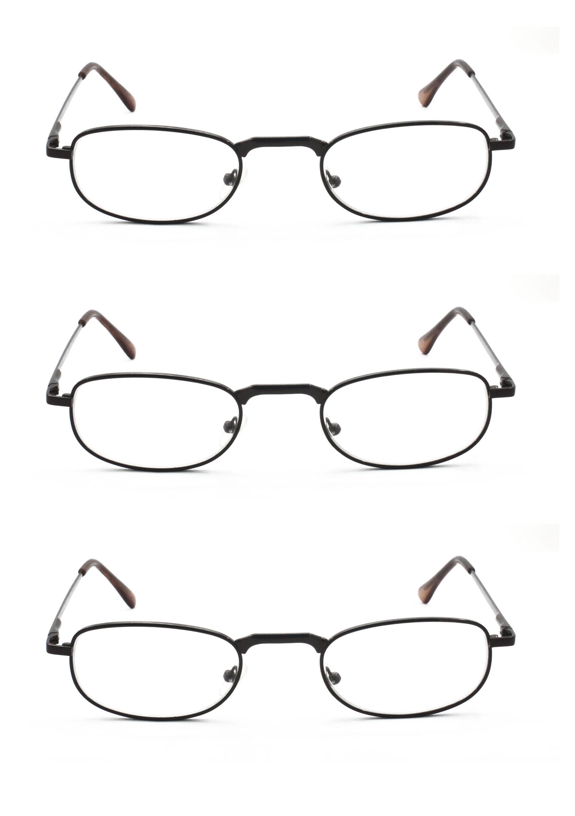 EYE ZOOM 3 Pack Metal Frame Vintage Style Reading Glasses with Spring ...