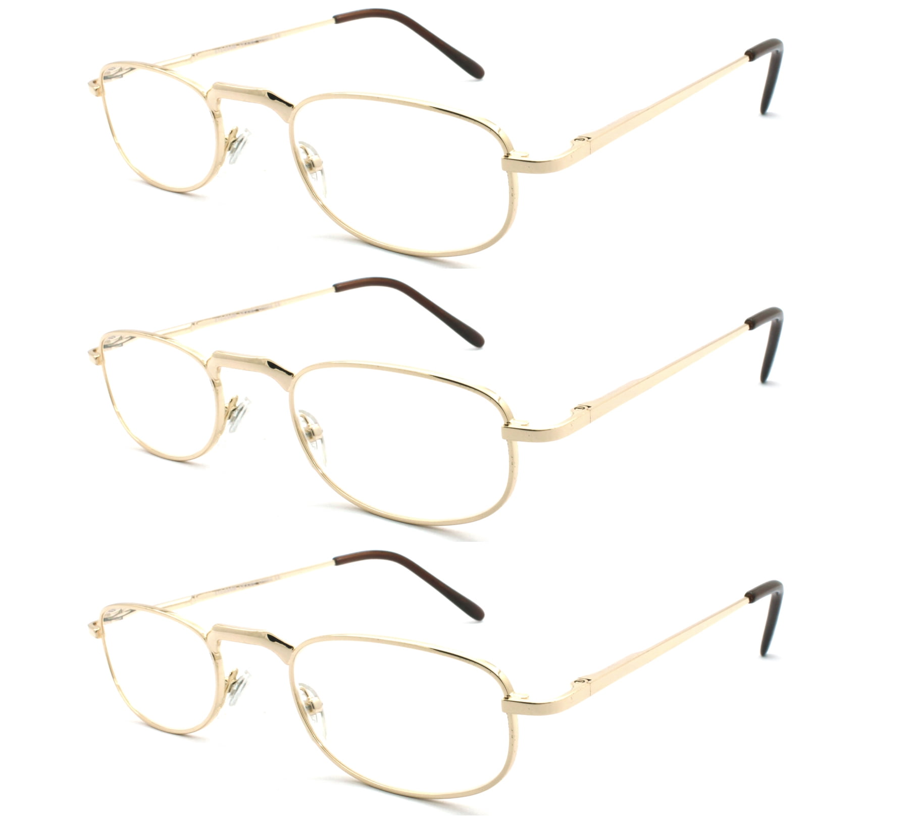 EYE ZOOM 3 Pack Metal Frame Vintage Style Reading Glasses with Spring ...