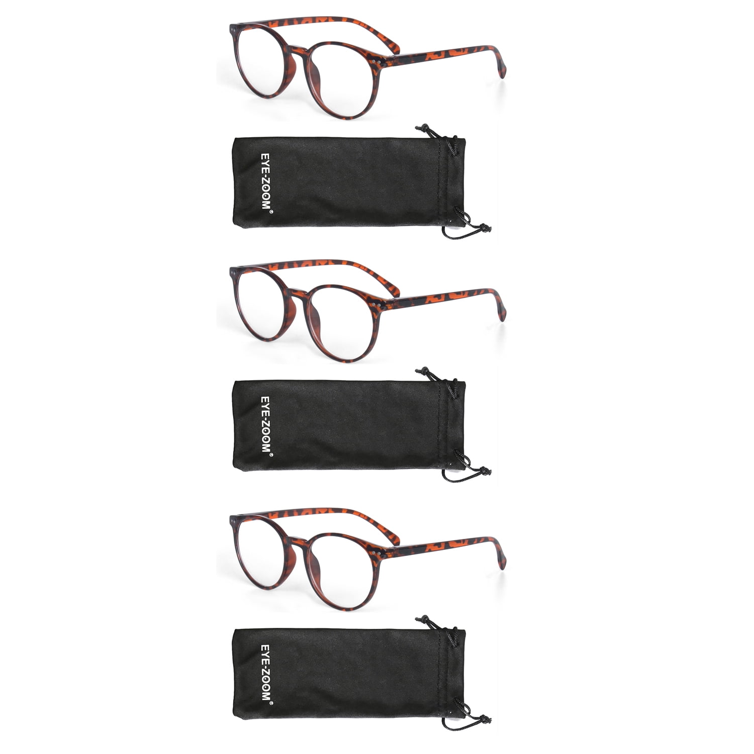 EYE ZOOM Retro Round Reading Glasses, Unisex Plastic Frames, Spring ...