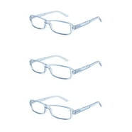 EYE ZOOM 3 Pack Metal Frame Aviator Style Reading Glasses with Spring ...