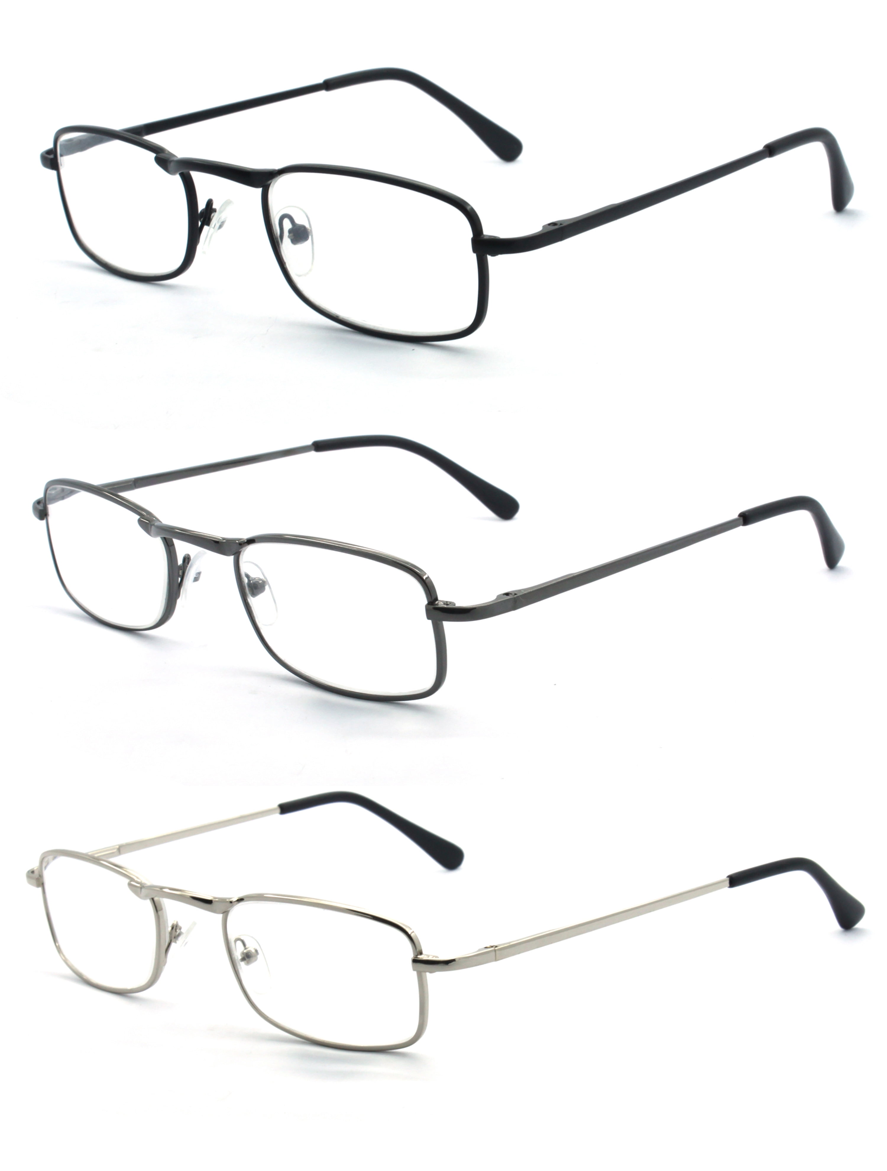EYE ZOOM 3 Pairs Unisex Metal Frame Vintage Design Reading Glasses with ...