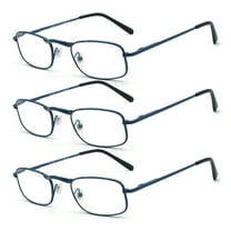 EYE ZOOM 3-Pack Unisex Classic Rectangular Metal Frame Reading Glasses ...