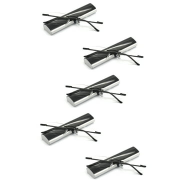 EYE ZOOM 2 Pack Compact Metal Rimless Reading Glasses with Light Slim ...