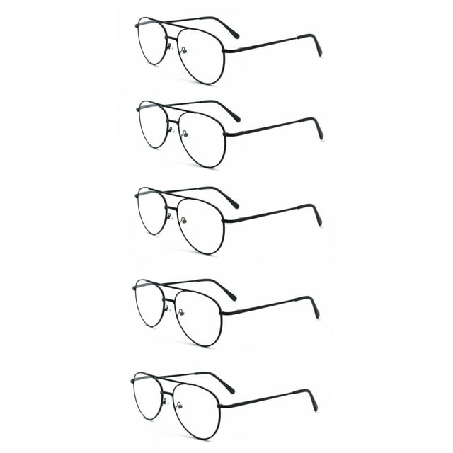 EYE ZOOM 5 Pack Metal Frame Aviator Style Reading Glasses with Spring ...