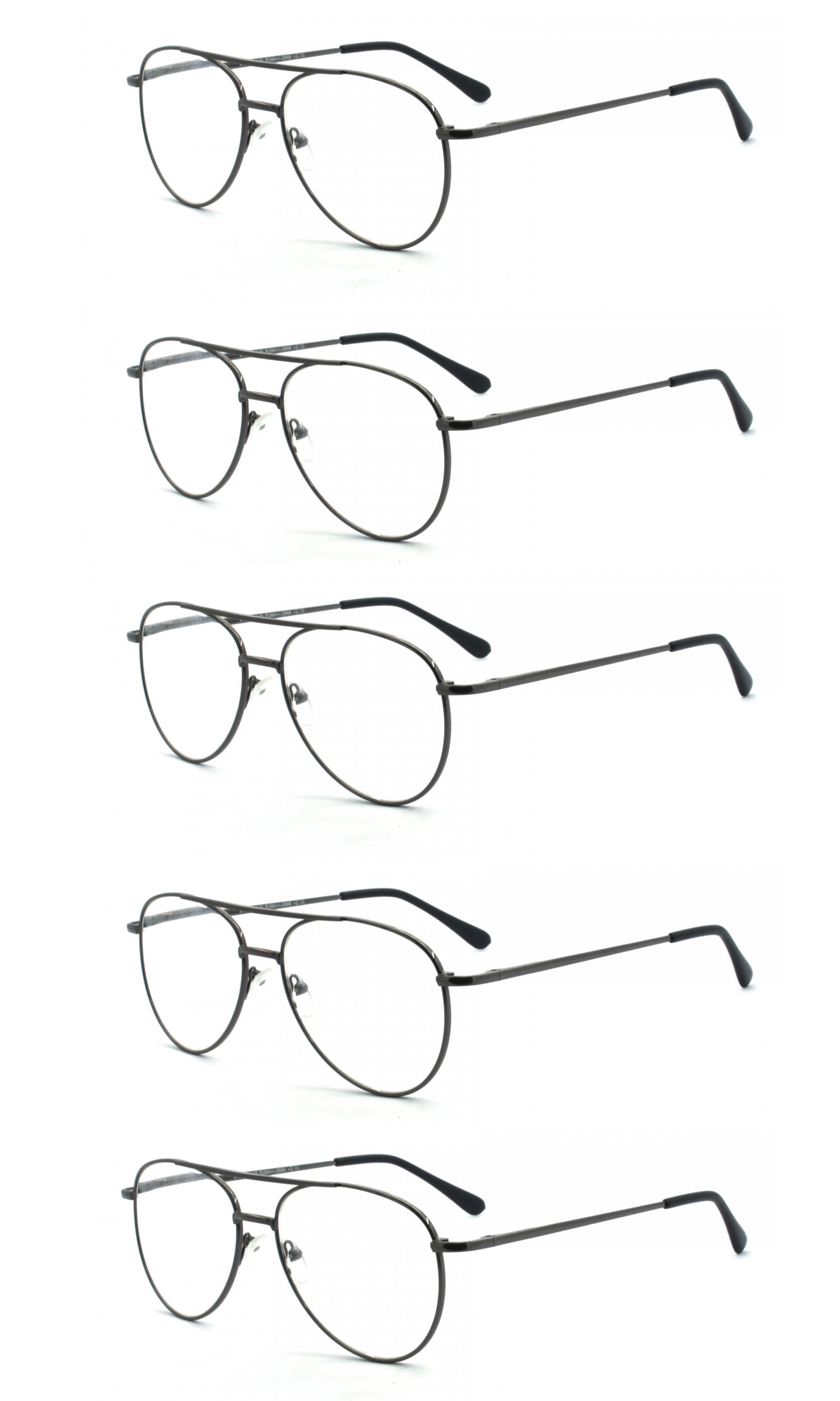 EYE ZOOM 5 Pack Metal Frame Aviator Style Reading Glasses with Spring ...