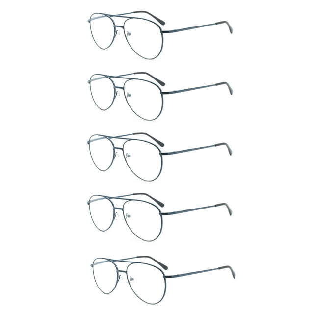 EYE ZOOM 5 Pack Metal Frame Aviator Style Reading Glasses with Spring ...