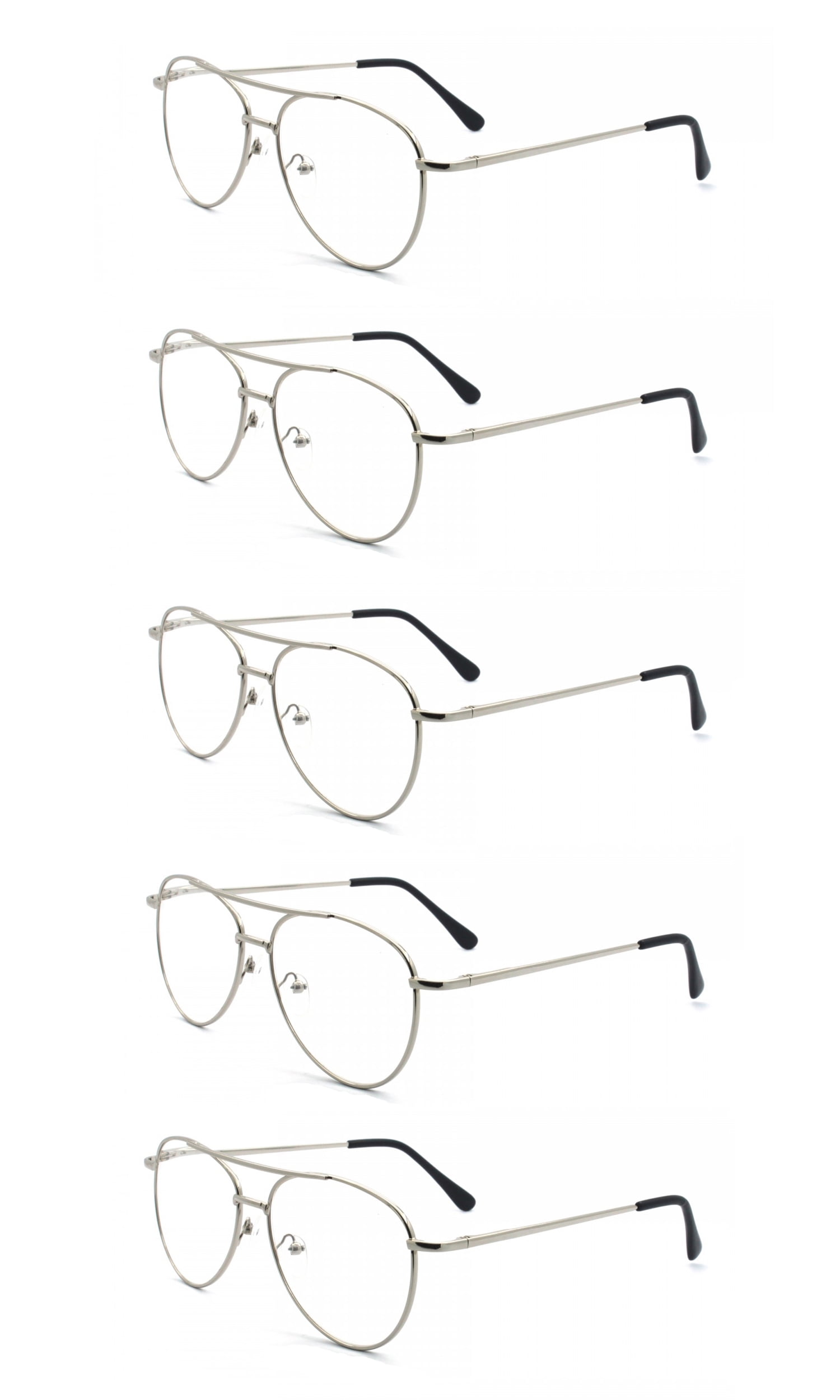 EYE ZOOM 5 Pack Metal Frame Aviator Style Reading Glasses with Spring ...
