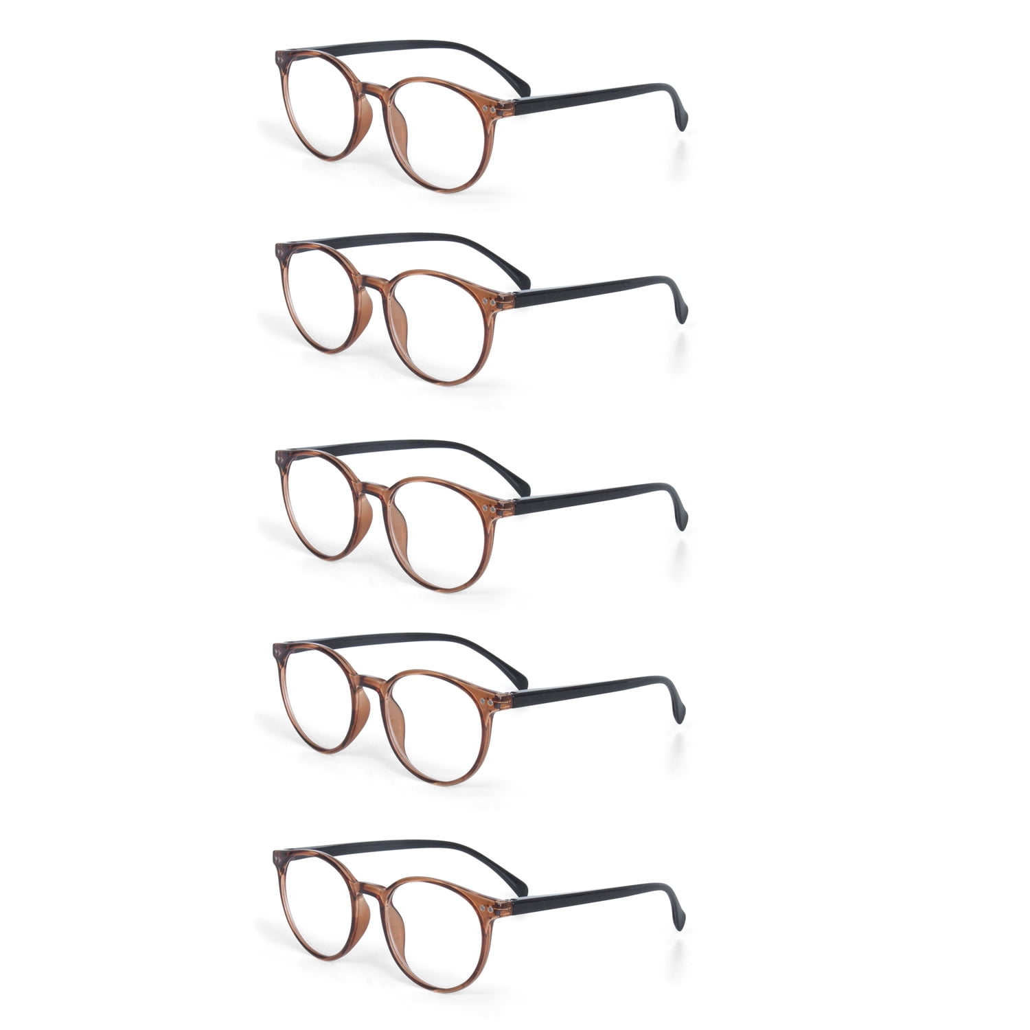 EYE ZOOM 5 Pack Retro Round Plastic Frame Reading Glasses for Men and ...