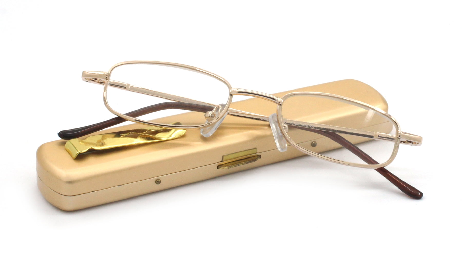 EYE ZOOM Compact Light Metal Portable Reading Glasses with Pocket Hard ...