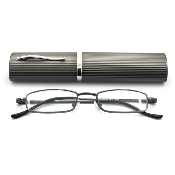 EYE ZOOM 2 Pack Ultra Slim Compact Lightweight Tube Reading Glasses ...