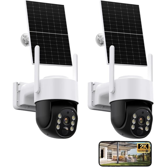 EYEEDGE Solar Security Cameras Wireless Outdoor, 2.4GHz Dual WiFi ...