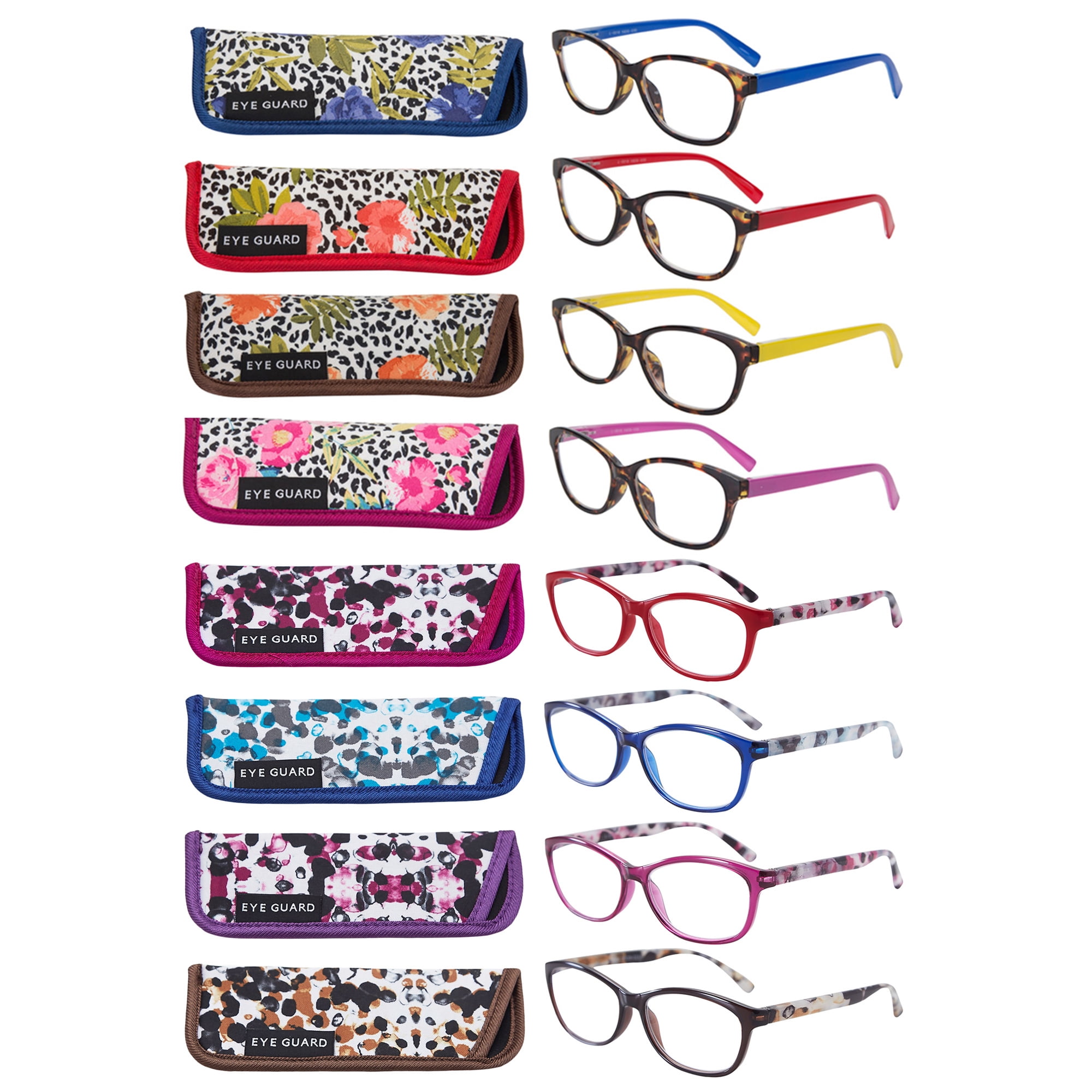 EYEGUARD 8 Pairs Multicolor Lightweight Reading Glasses for Women ...