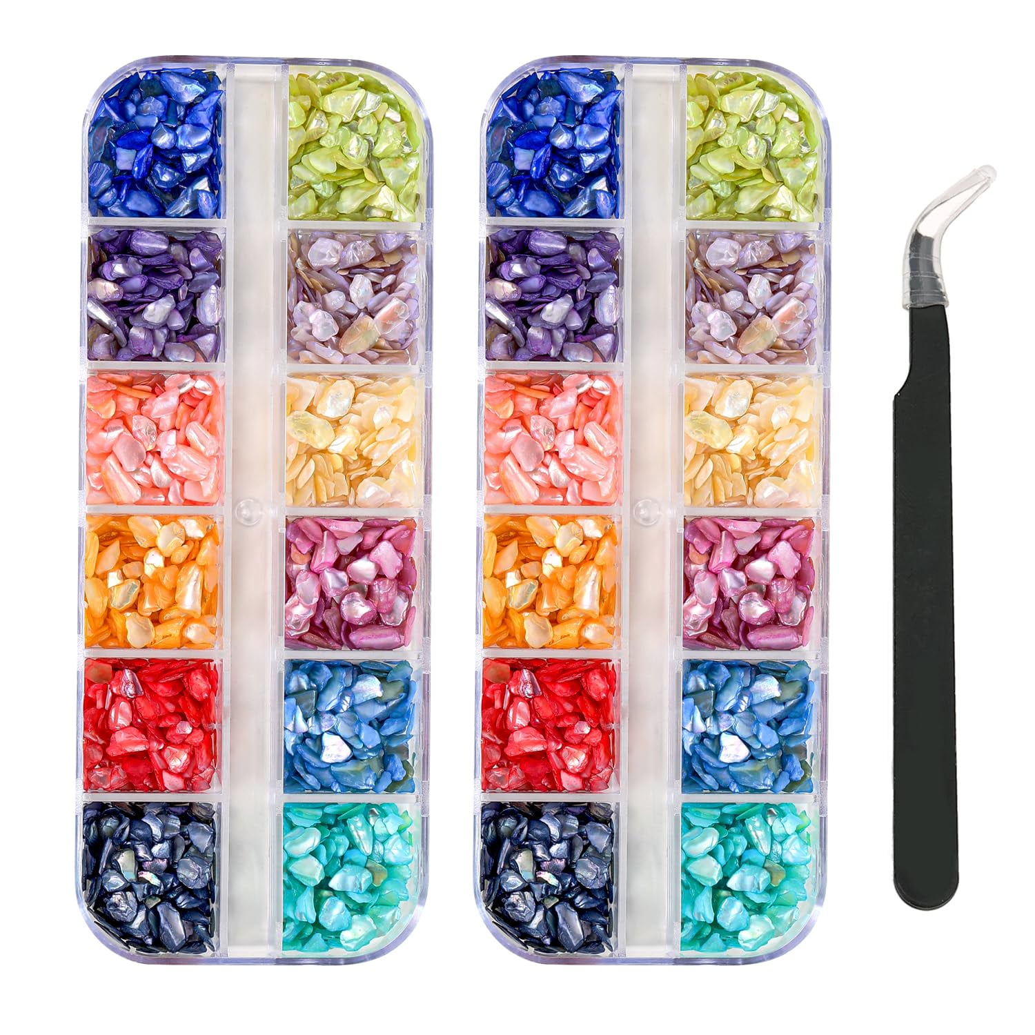 EYENICE 24 Grids 3D Nail Art Crushed Natural Sea Shell Nail Art Nail ...