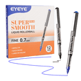 EYEYE 0.7mm Rollerball Pens Medium Needle Point, 6 Black 6 Blue Roller ...