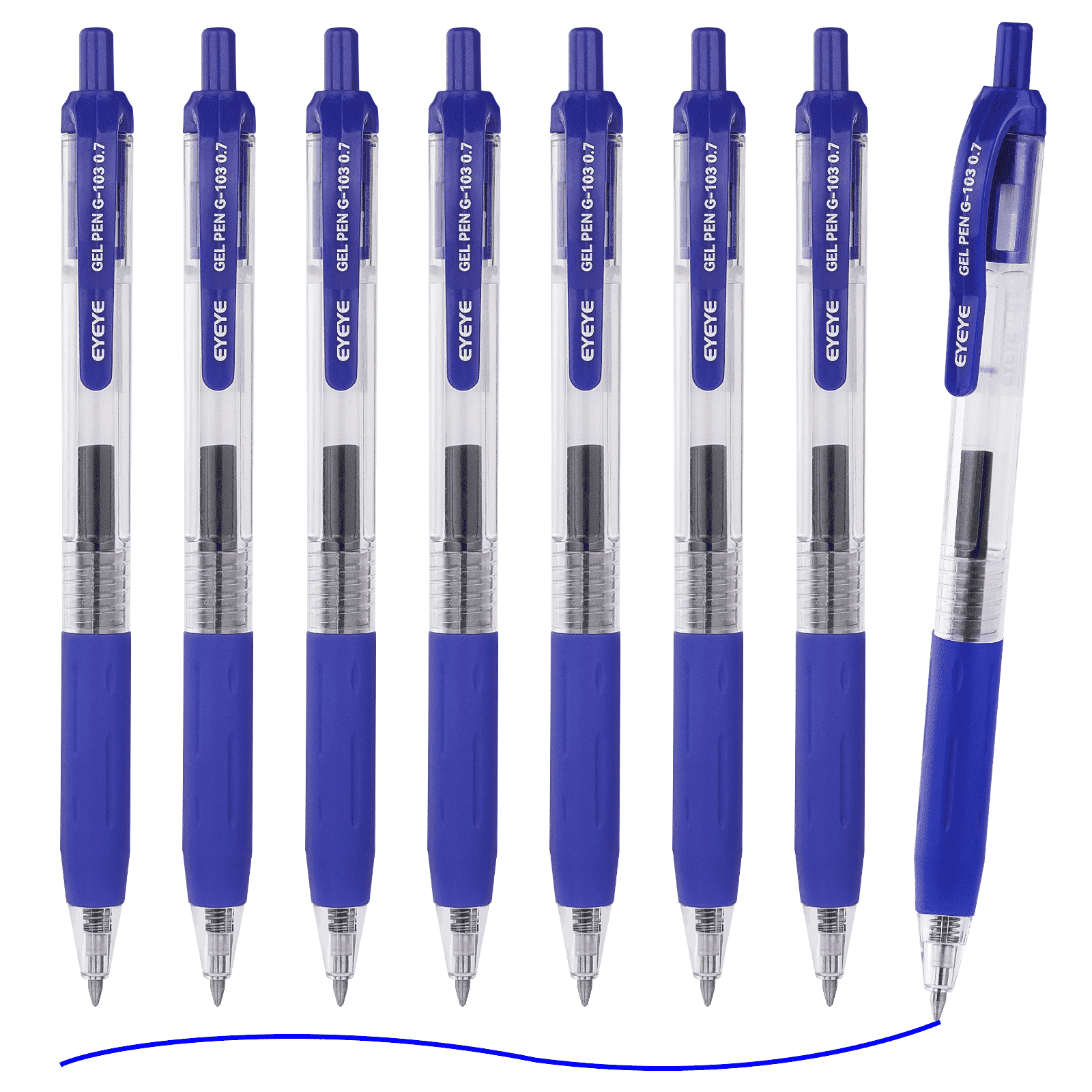 EYEYE G-103 Retractable Gel Pens 0.7mm, 10 Pack 0.7 mm Blue Ink Medium ...