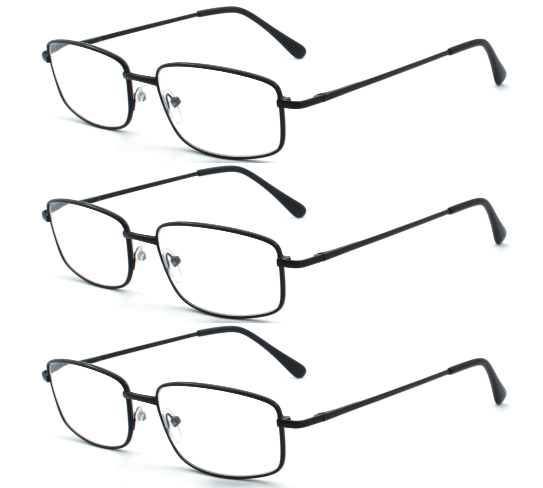 EYEZOOM 3 Pairs Extra Wide Light Weight Rectangular Metal Frame Reading ...