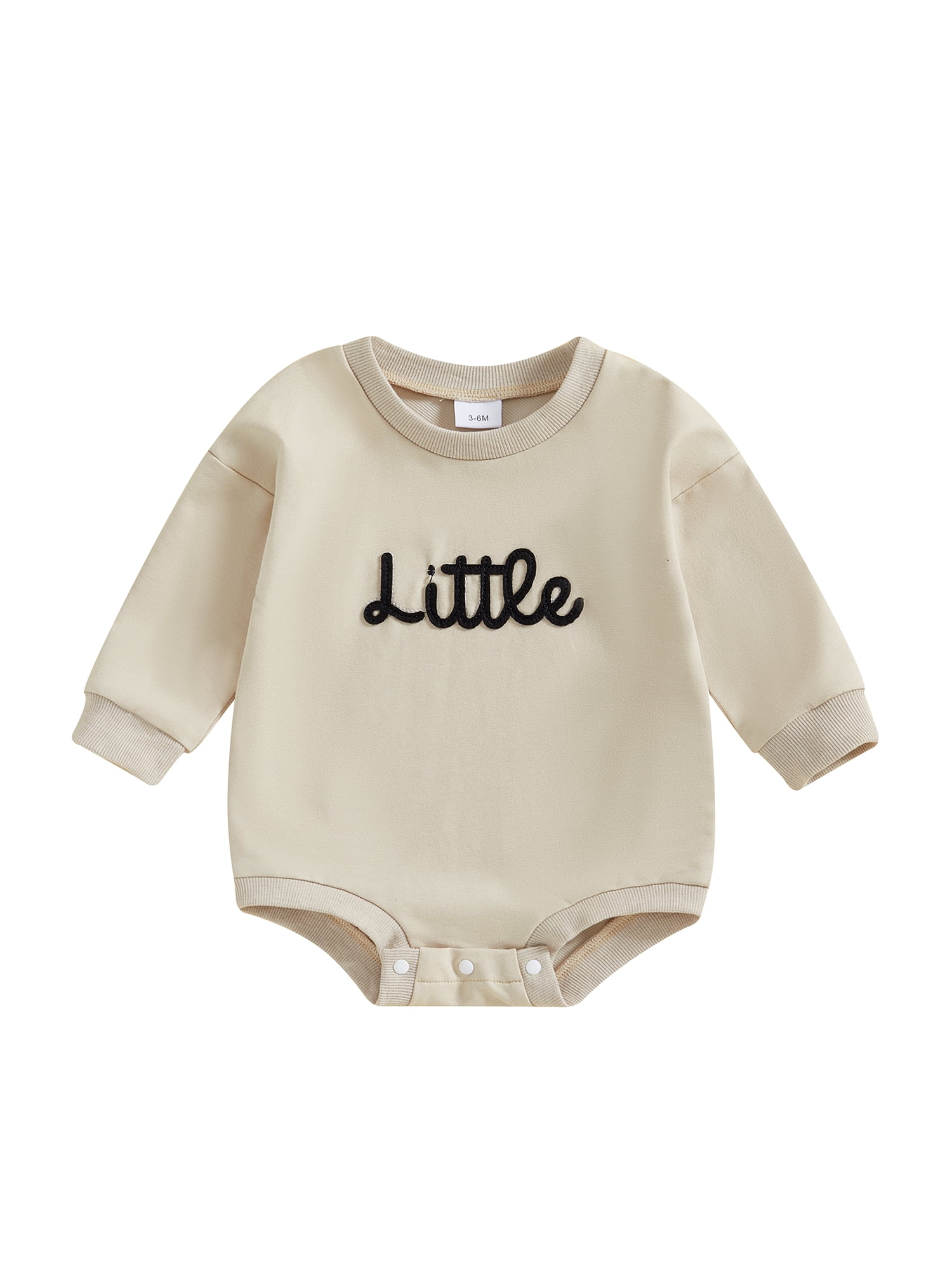EYIIYE Baby Romper Long Sleeve O Neck Letter Embroidery Loose Romper ...