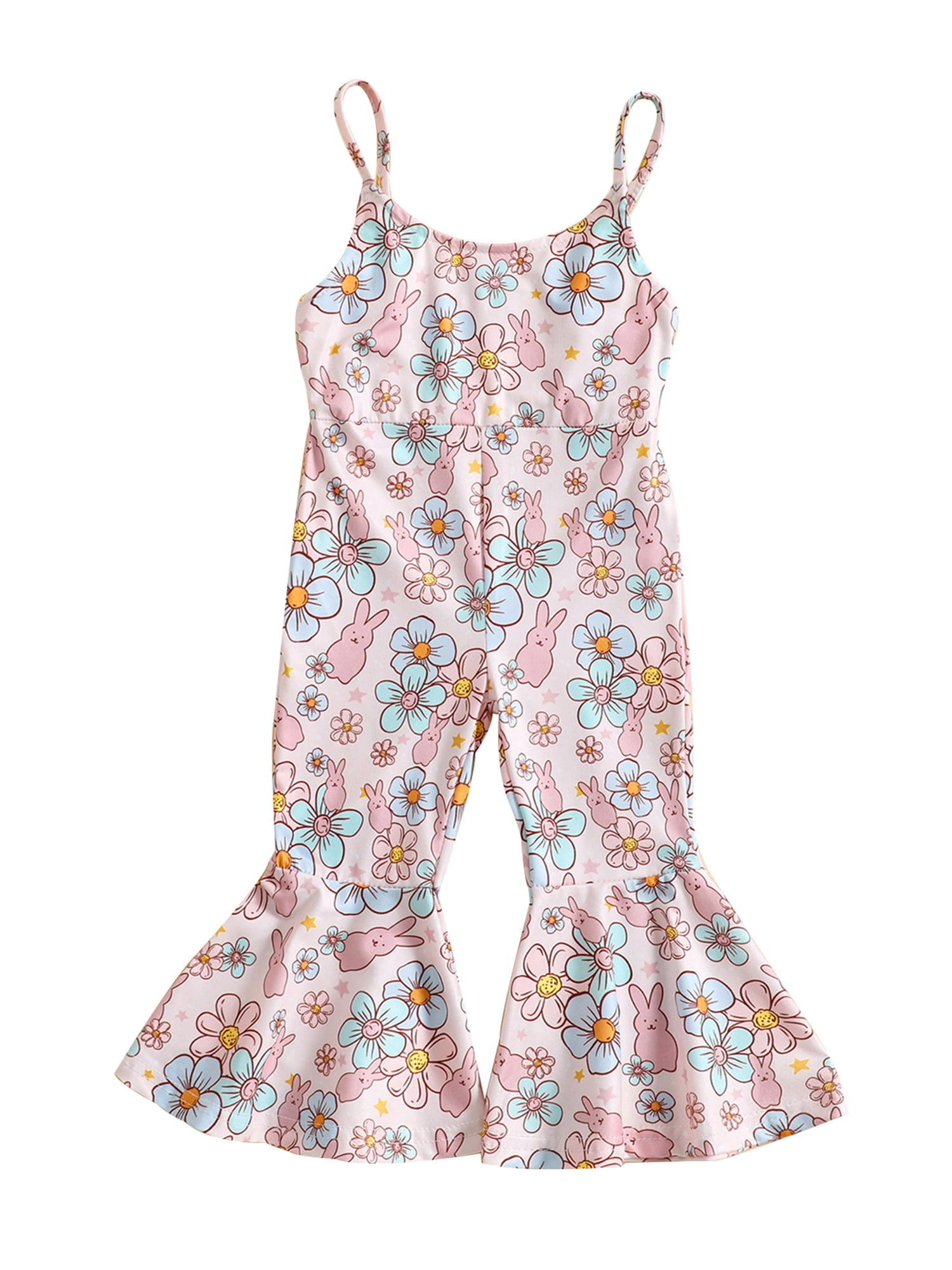 EYIIYE Easter Outfits for Toddler Girls Bell Bottom One Piece Romper ...