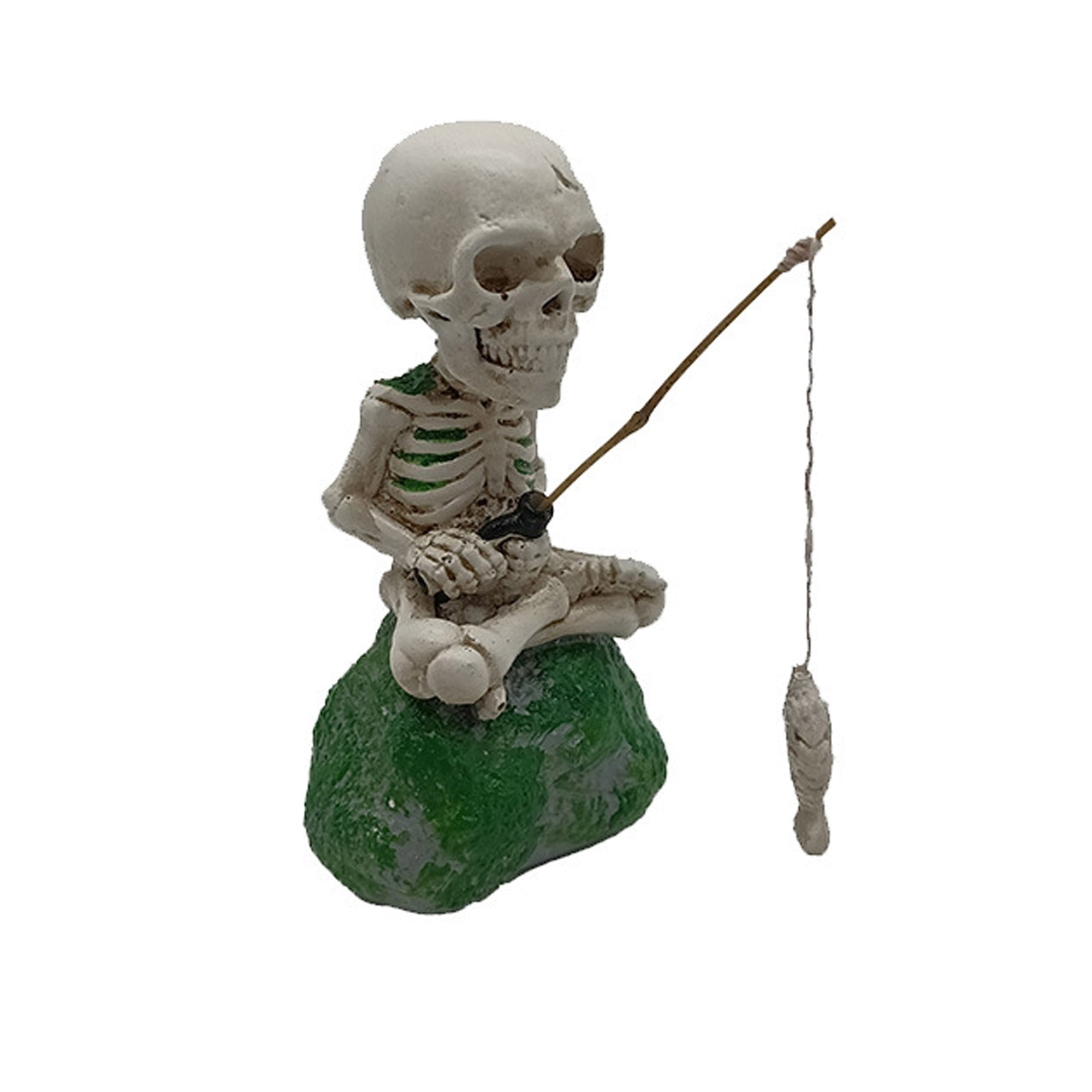 EYIIYE Halloween Skeleton Figurines Fishing Skeleton Garden Statue ...